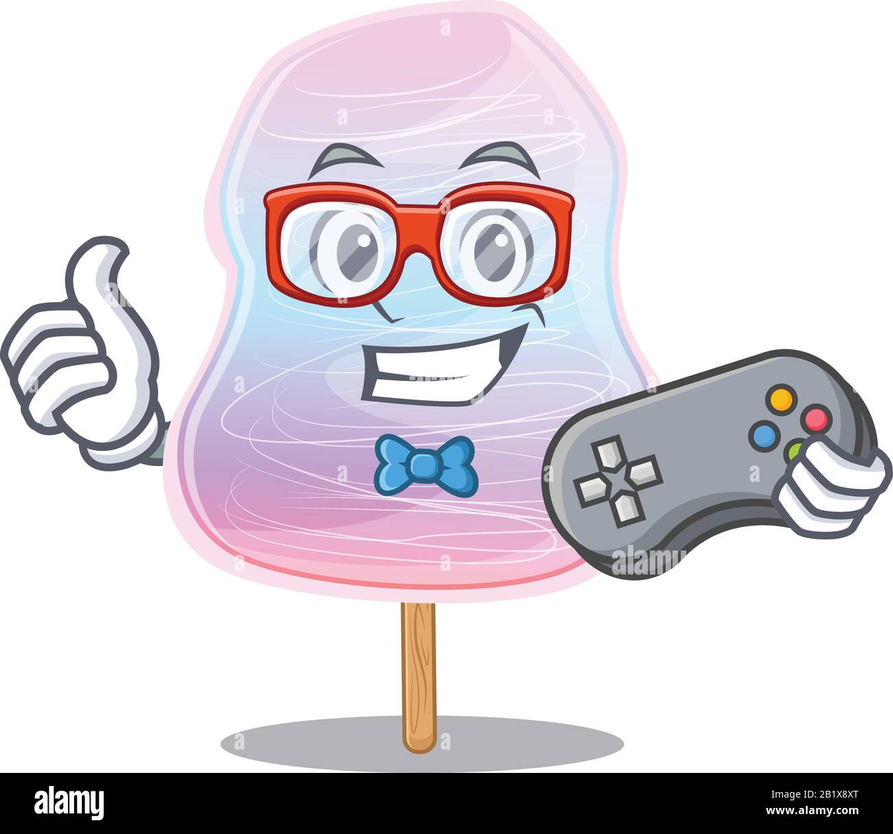 Smiley gamer rainbow cotton candy cartoon mascot style Stock Vector ...