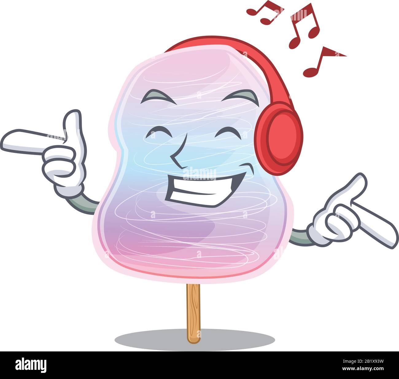 Listening music rainbow cotton candy cartoon character concept Stock ...