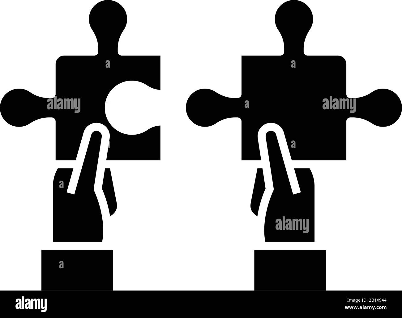 Connect puzzle black icon, concept illustration, vector flat symbol ...