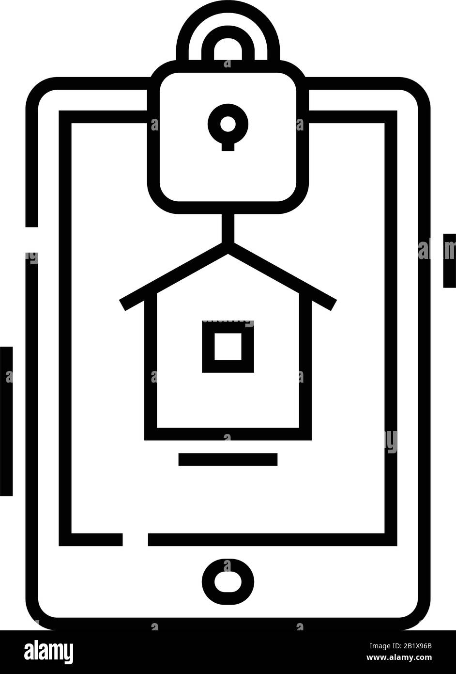 Locked services line icon, concept sign, outline vector illustration ...
