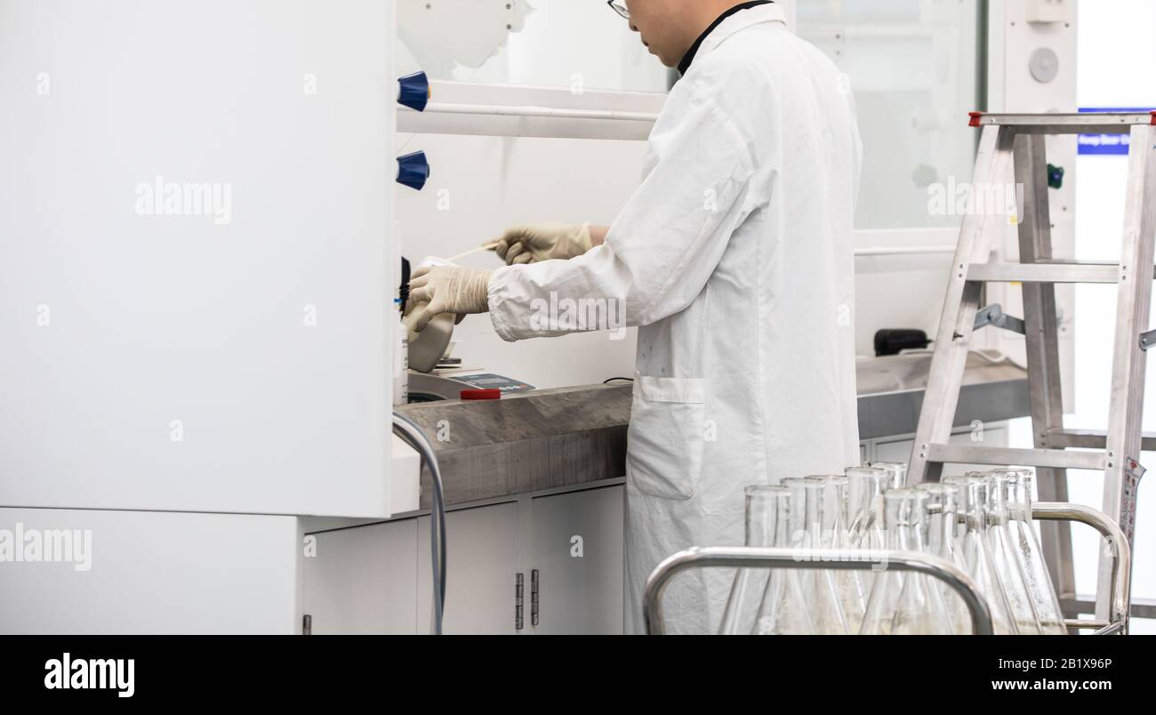 BEIJING, CHINA - JUNE 03, 2019: Modern drug manufacturing laboratory ...