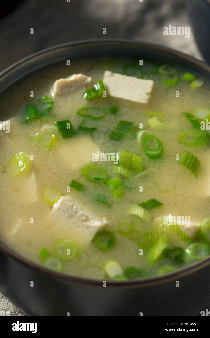 Healthy Japanese Tofu Miso Soup with Green Onions Stock Photo - Alamy