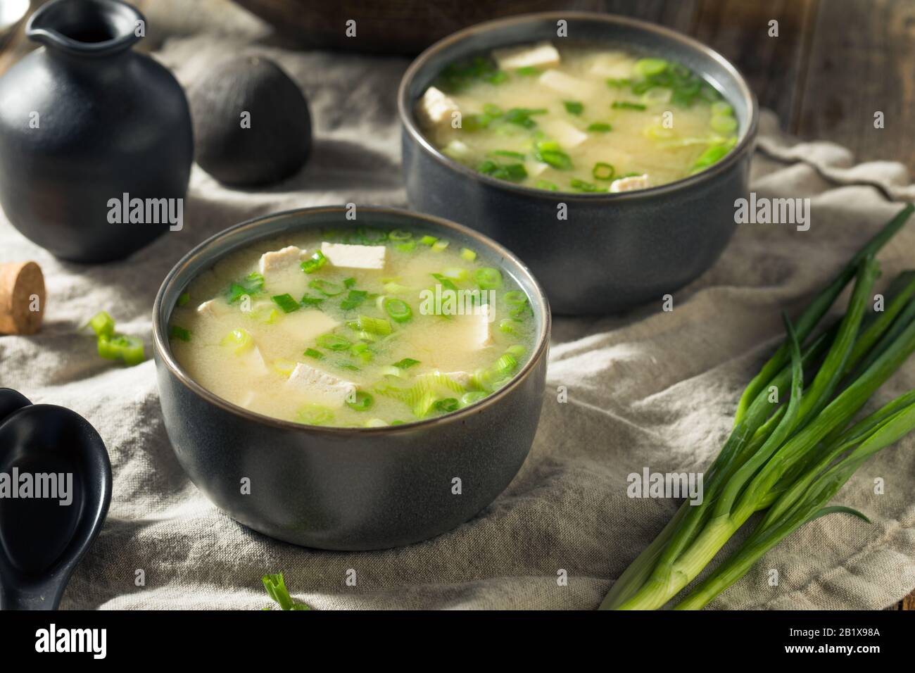 Healthy Japanese Tofu Miso Soup with Green Onions Stock Photo - Alamy