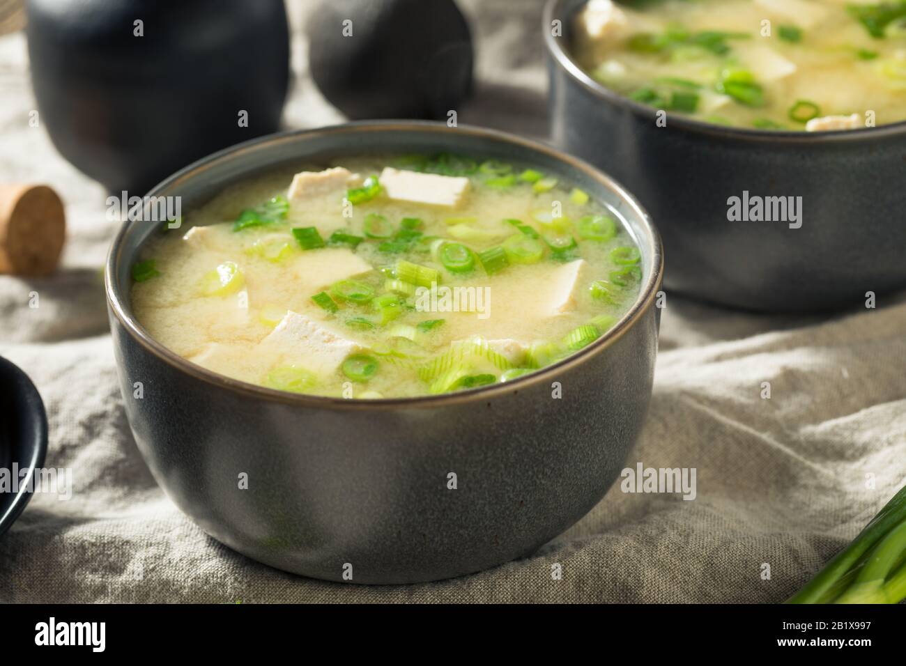Healthy Japanese Tofu Miso Soup with Green Onions Stock Photo - Alamy