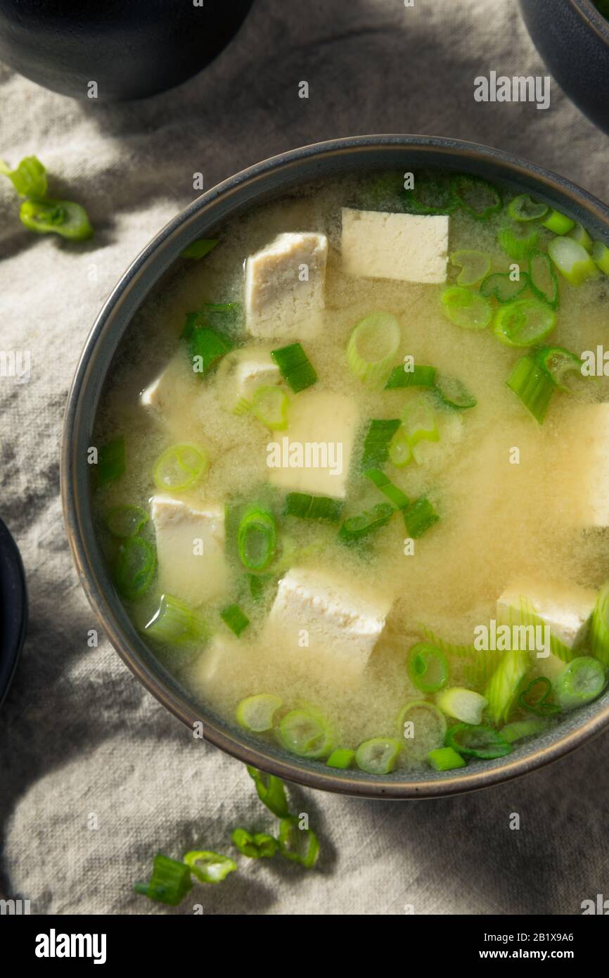 Healthy Japanese Tofu Miso Soup with Green Onions Stock Photo - Alamy