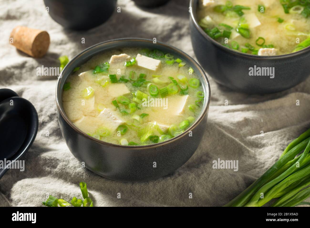 Healthy Japanese Tofu Miso Soup with Green Onions Stock Photo - Alamy