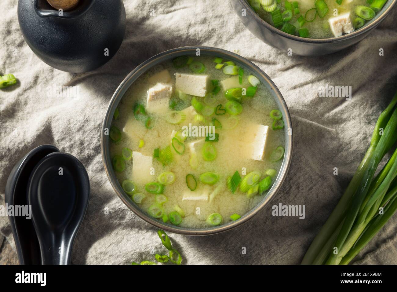 Healthy Japanese Tofu Miso Soup with Green Onions Stock Photo - Alamy