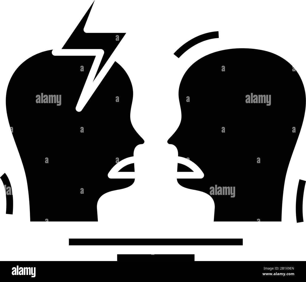Conflict situation black icon, concept illustration, vector flat symbol ...