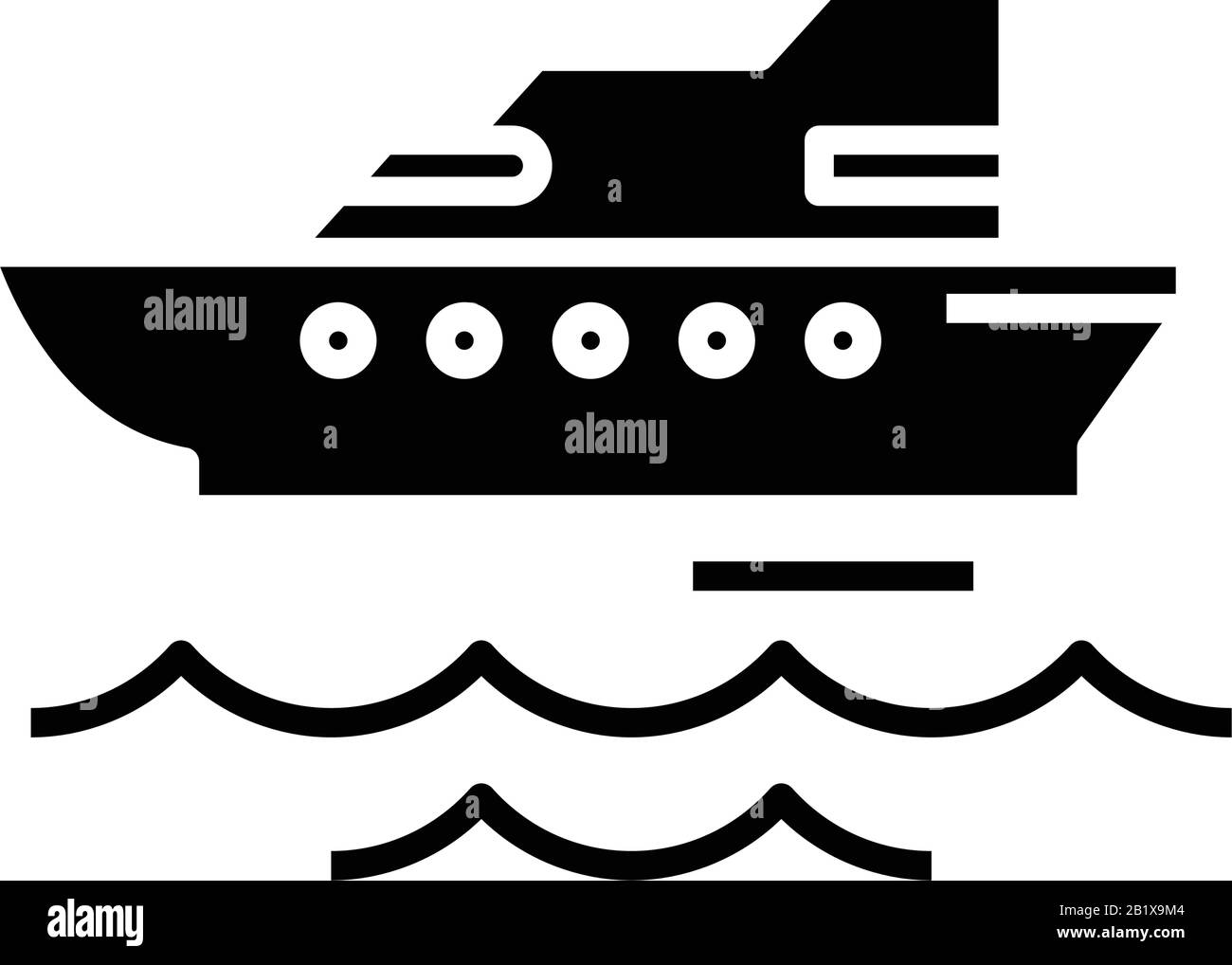 Cruiser ship black icon, concept illustration, vector flat symbol ...