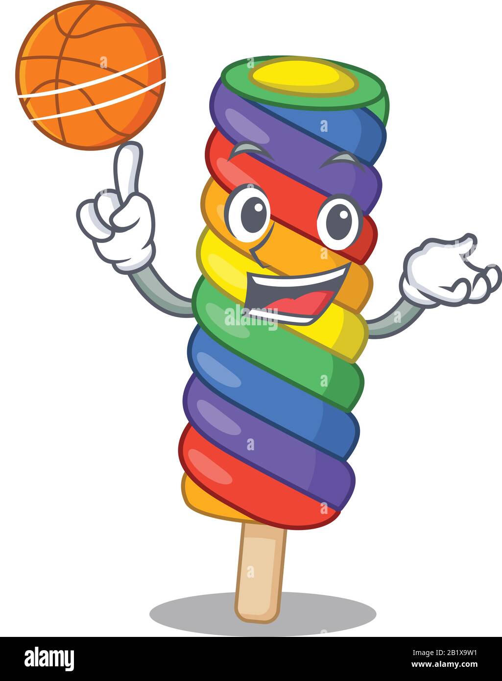 A mascot picture of rainbow ice cream cartoon character playing ...