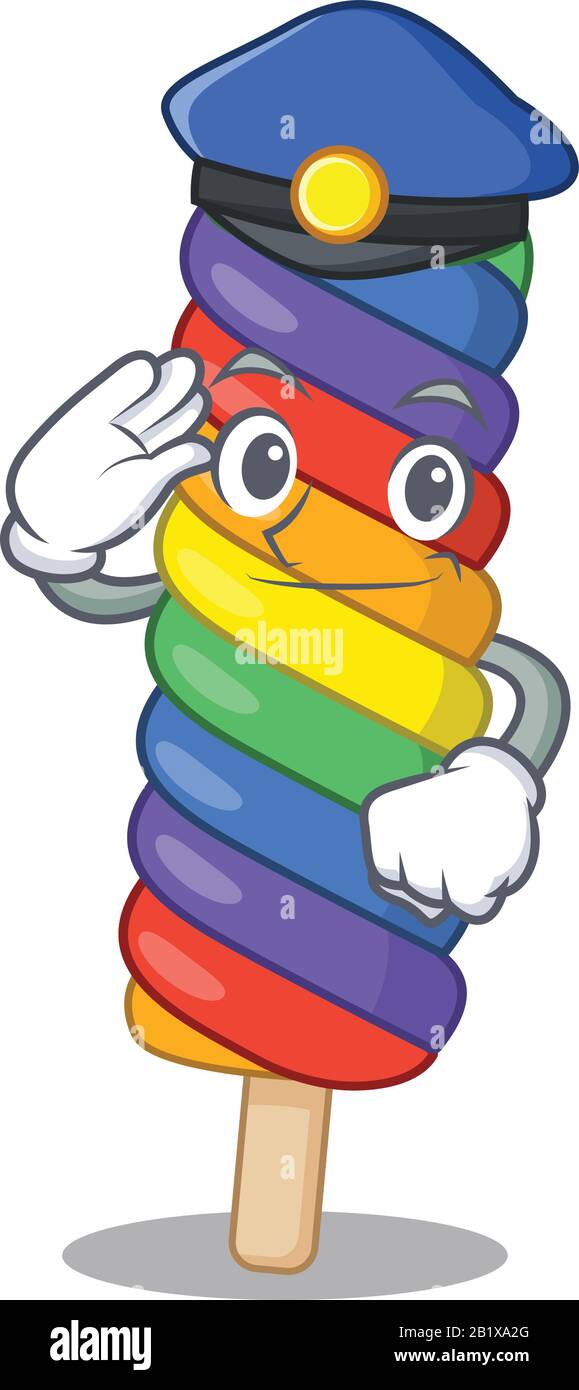 A manly rainbow ice cream Cartoon concept working as a Police officer ...