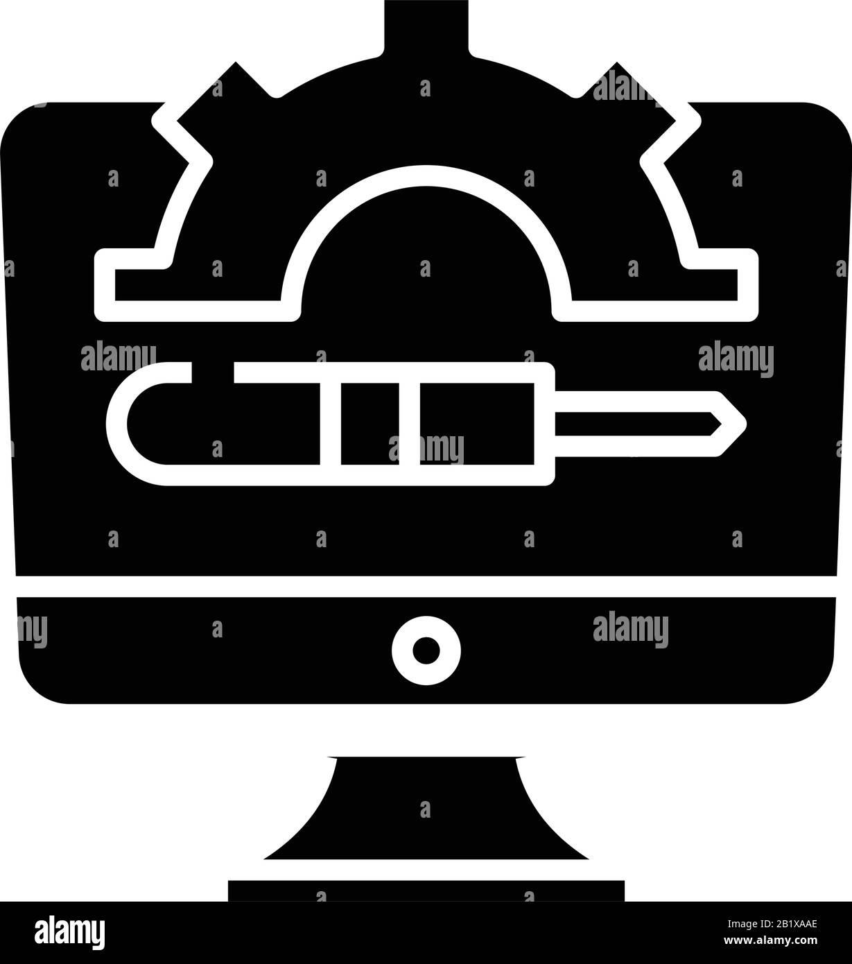 Computer settings black icon, concept illustration, vector flat symbol ...