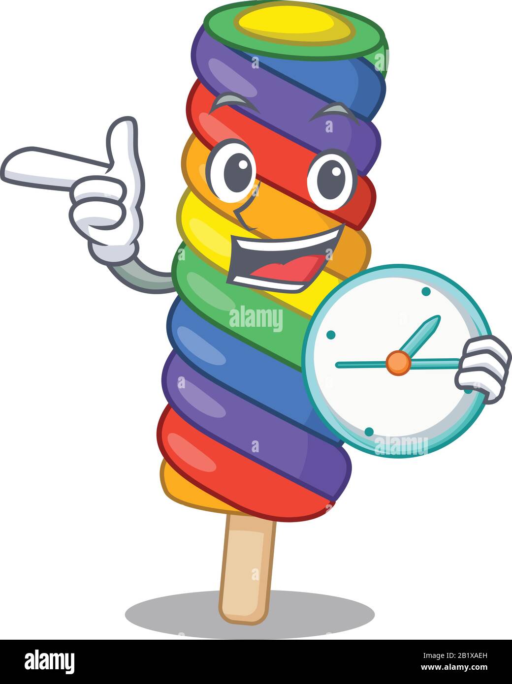 cartoon character concept rainbow ice cream having clock Stock Vector ...