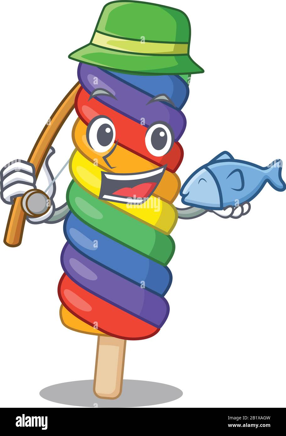 A Picture of happy Fishing rainbow ice cream design Stock Vector Image ...