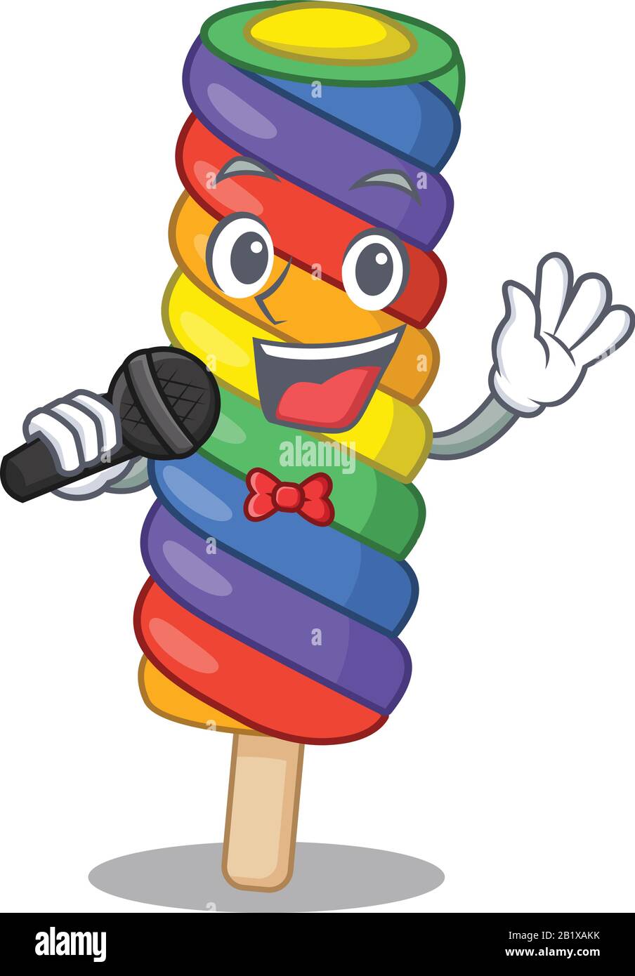 Happy rainbow ice cream singing on a microphone Stock Vector Image ...