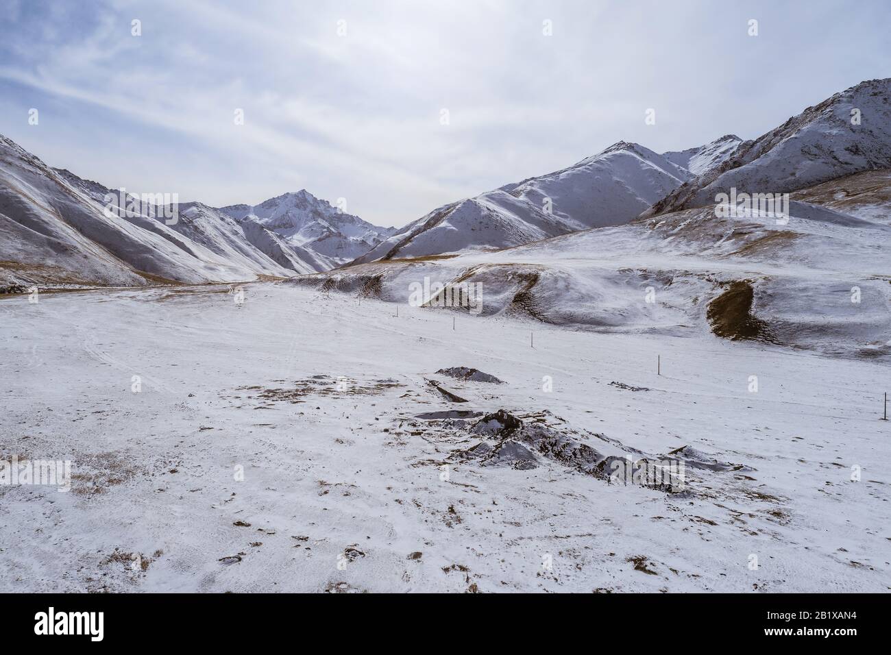 landscape with the barren mountain which is covered with ice Stock ...