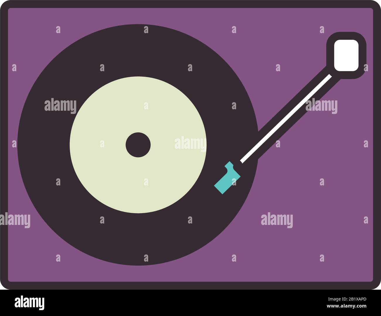 retro turntable line fill style icon design, Music sound melody song ...