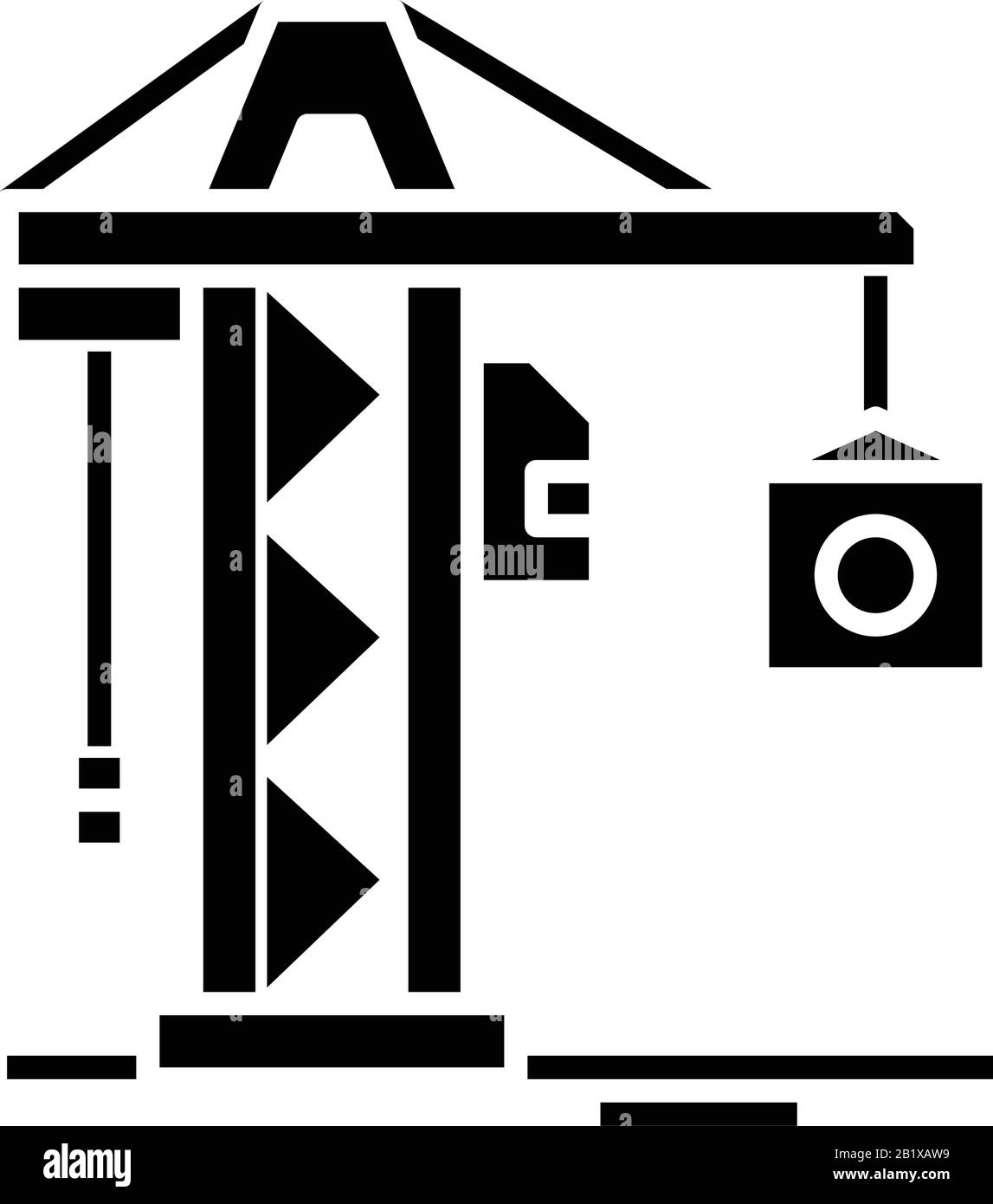 Crane work black icon, concept illustration, vector flat symbol, glyph ...