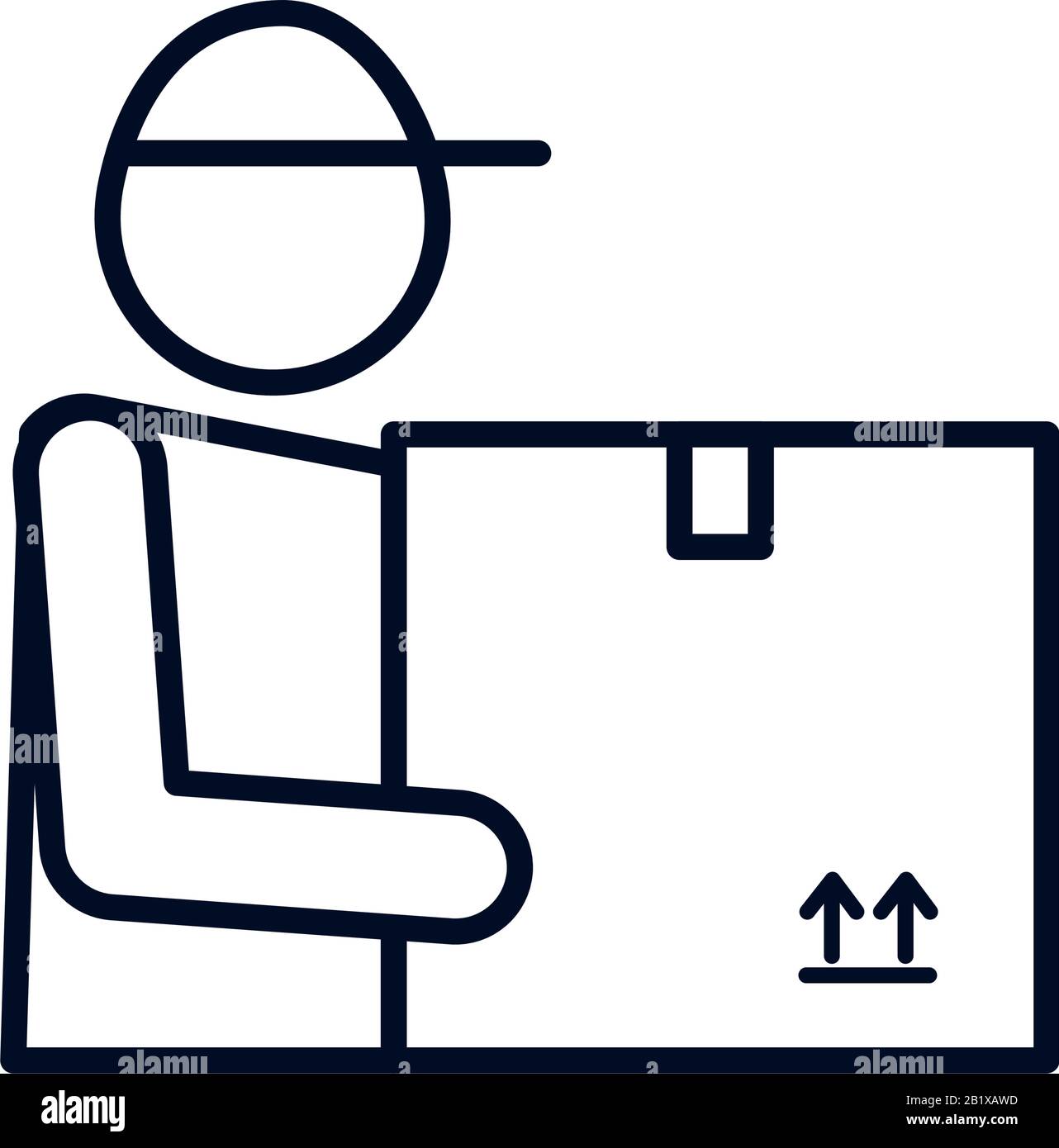 avatar with box line style icon design, Delivery logistics ...