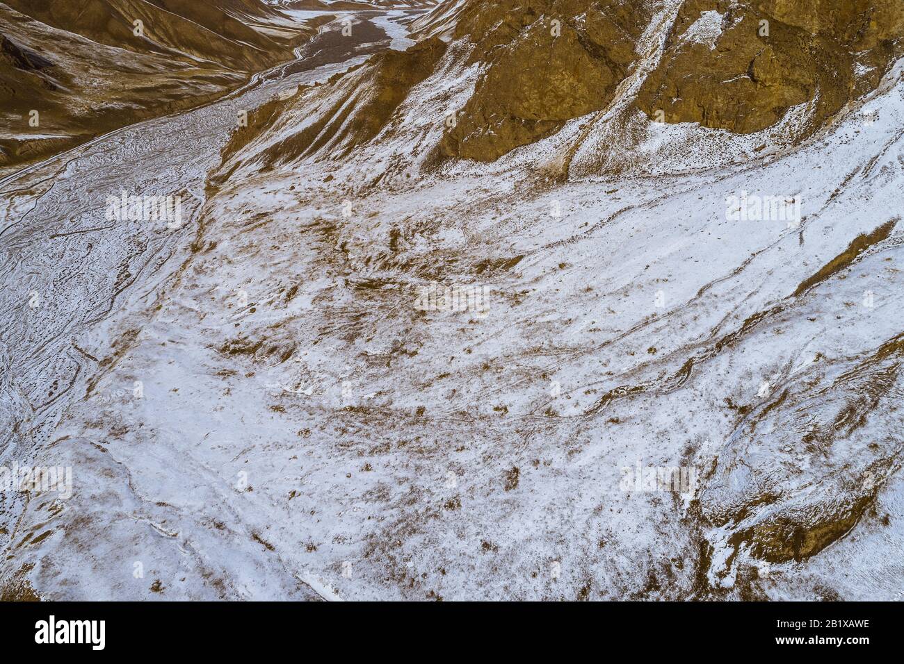landscape with the barren mountain which is covered with ice Stock ...