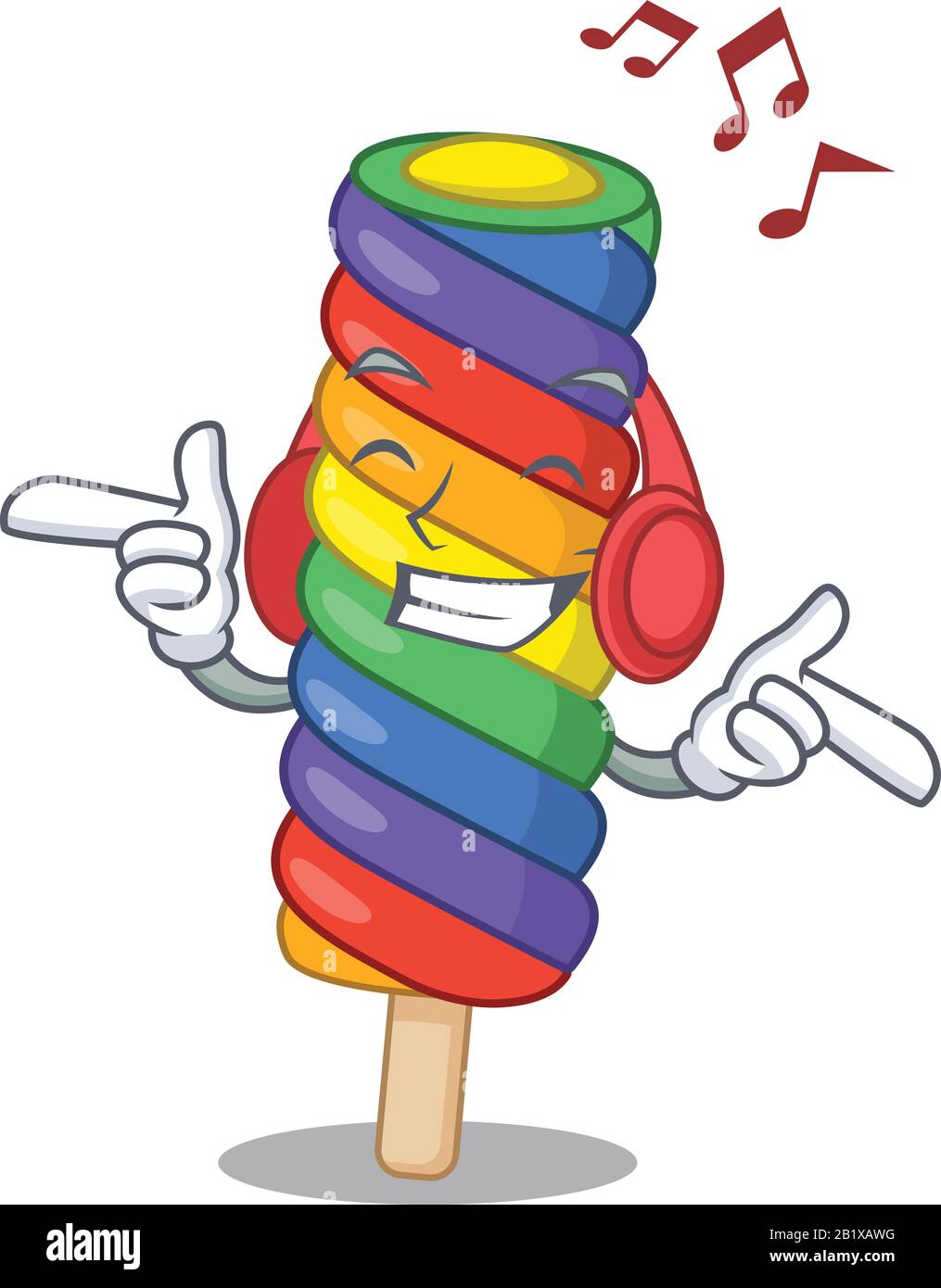 Listening music rainbow ice cream cartoon character concept Stock ...