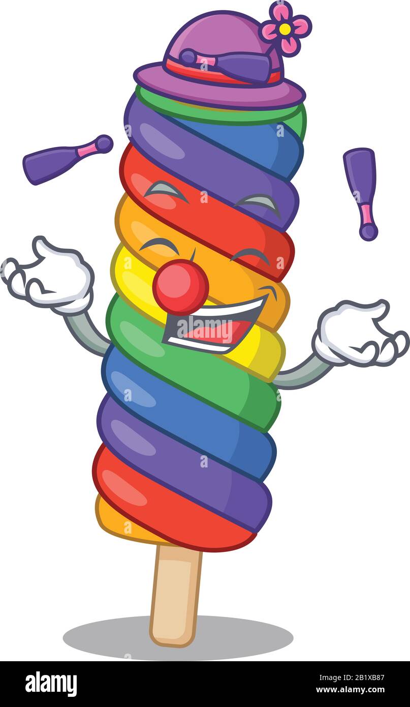 a lively rainbow ice cream cartoon character design playing Juggling ...