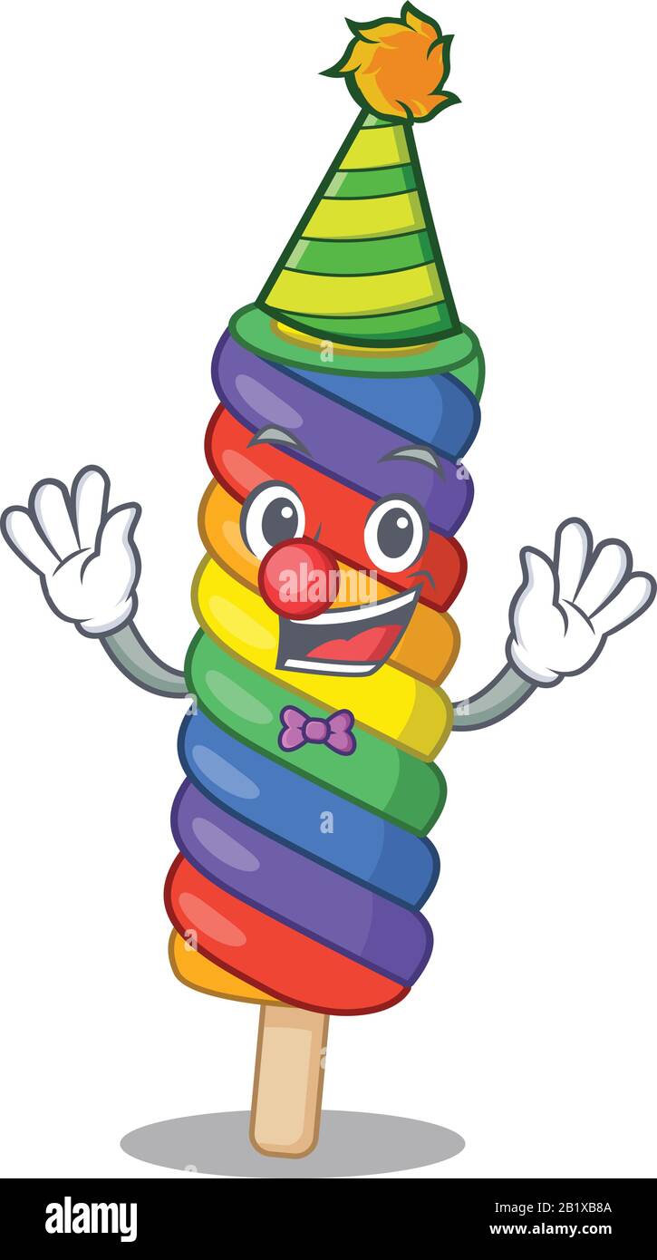 Funny Clown rainbow ice cream cartoon character mascot design Stock ...