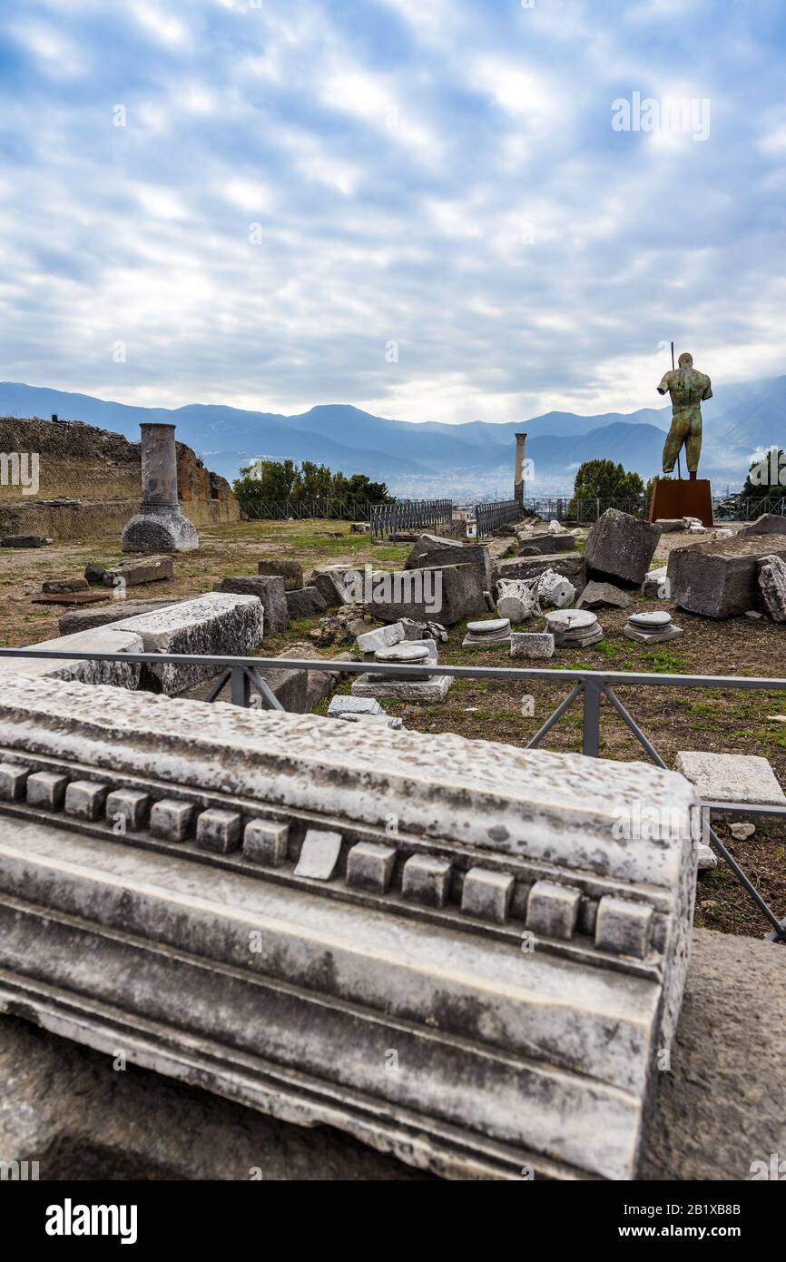 ITALY, POMPEI - OCT 19, 2019: statue of Daedalus, ancient Roman city ...
