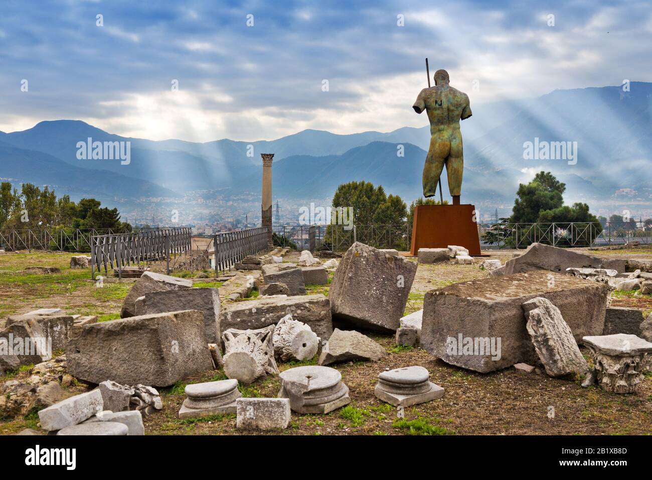 ITALY, POMPEI - OCT 19, 2019: statue of Daedalus, ancient Roman city ...