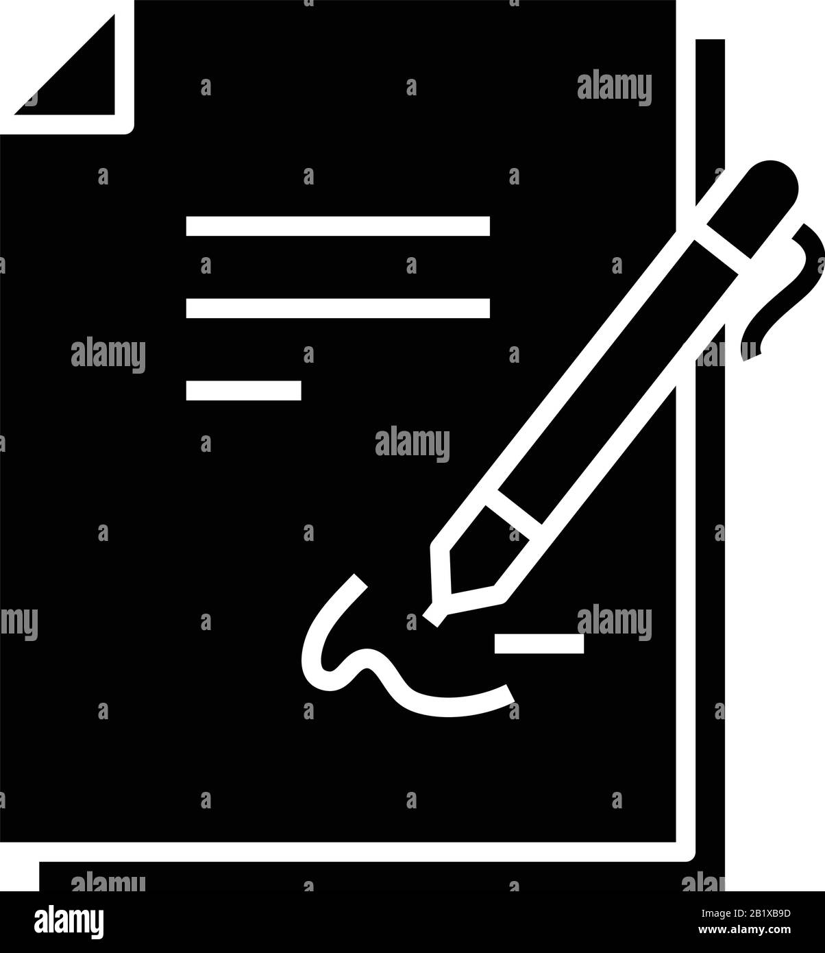 Contract black icon, concept illustration, vector flat symbol, glyph ...