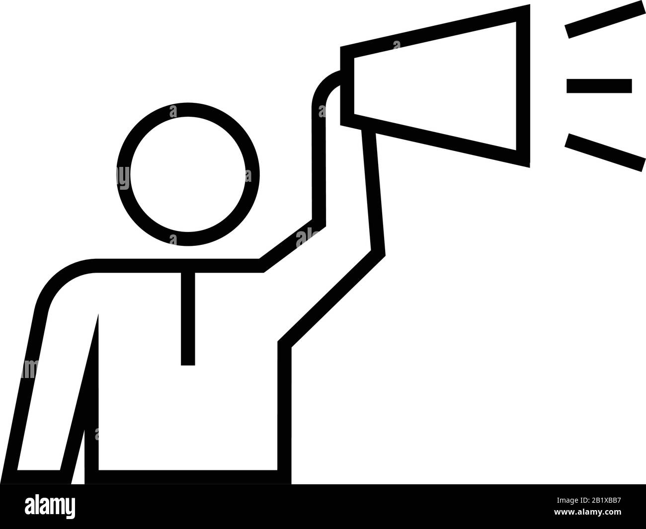 Loud attention line icon, concept sign, outline vector illustration ...