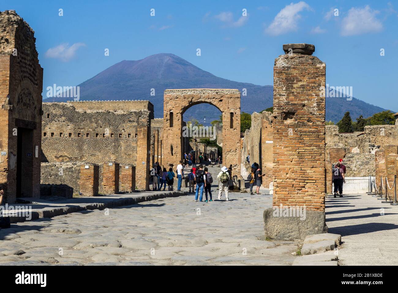 ITALY, POMPEI - OCT 19, 2019: ancient Roman city destroyed by the ...