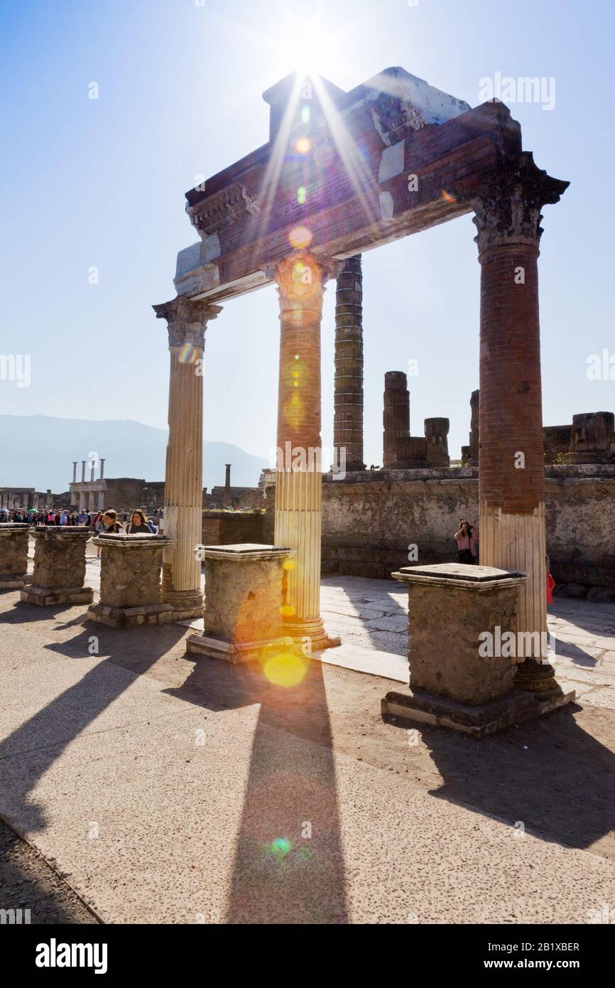ITALY, POMPEI - OCT 19, 2019: ancient Roman city destroyed by the ...