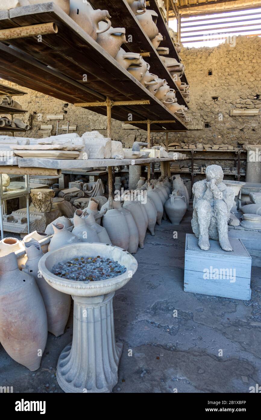 ITALY, POMPEI - OCT 19, 2019: ancient Roman city destroyed by the ...