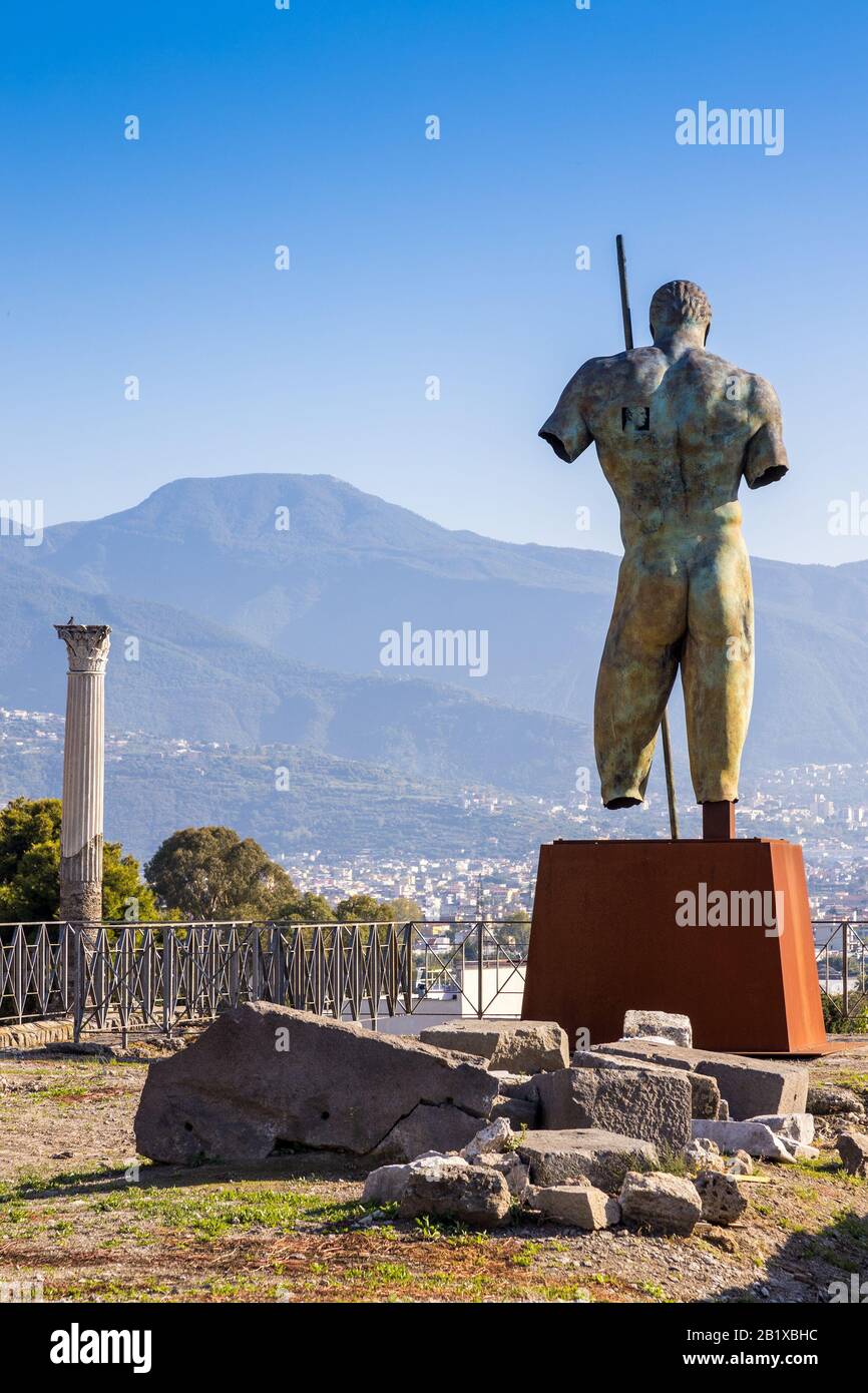ITALY, POMPEI - OCT 19, 2019: statue of Daedalus, ancient Roman city ...