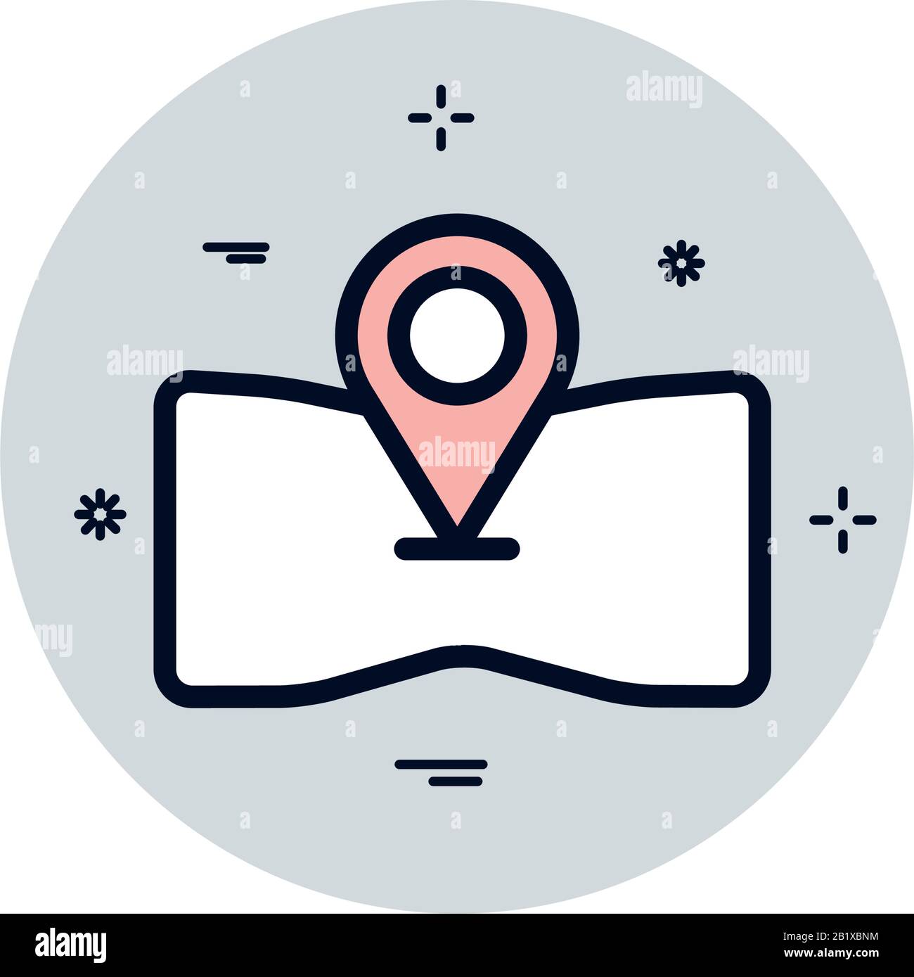 Map With Gps Mark Fill Block Style Icon Design Map Travel Navigation