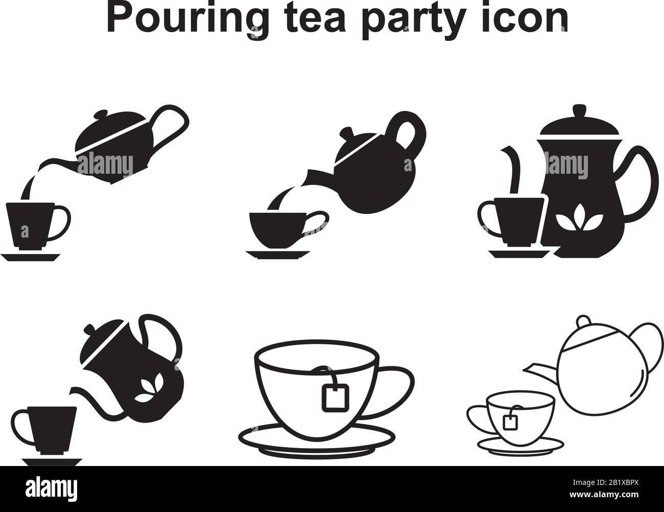 Pouring tea party icon template black color editable. Pouring tea party ...