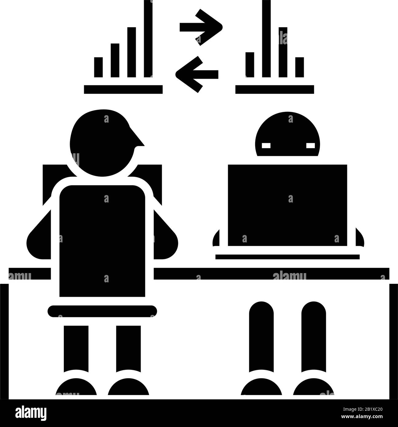 Collective work black icon, concept illustration, vector flat symbol ...