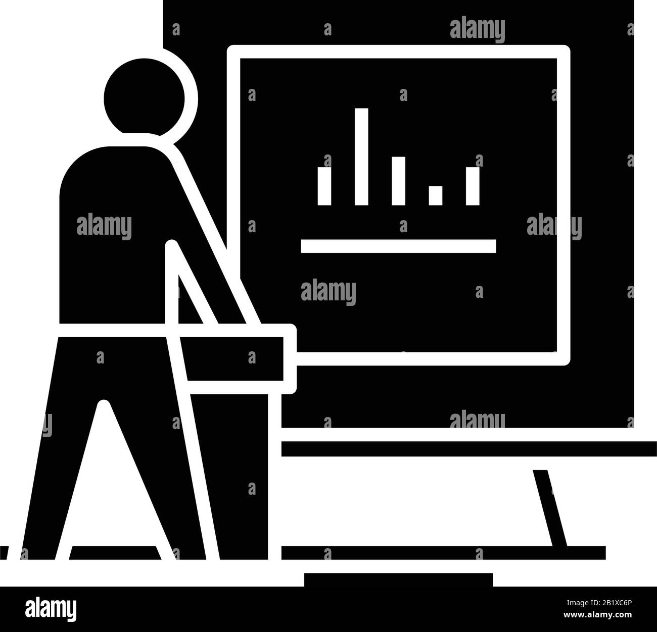 Creating charts black icon, concept illustration, vector flat symbol ...