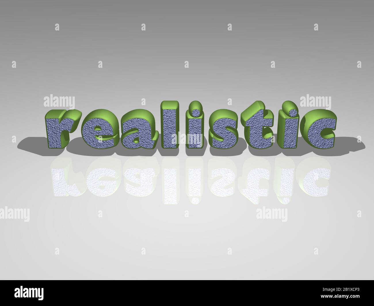 Colorful realistic written with 3D illustration from a front ...