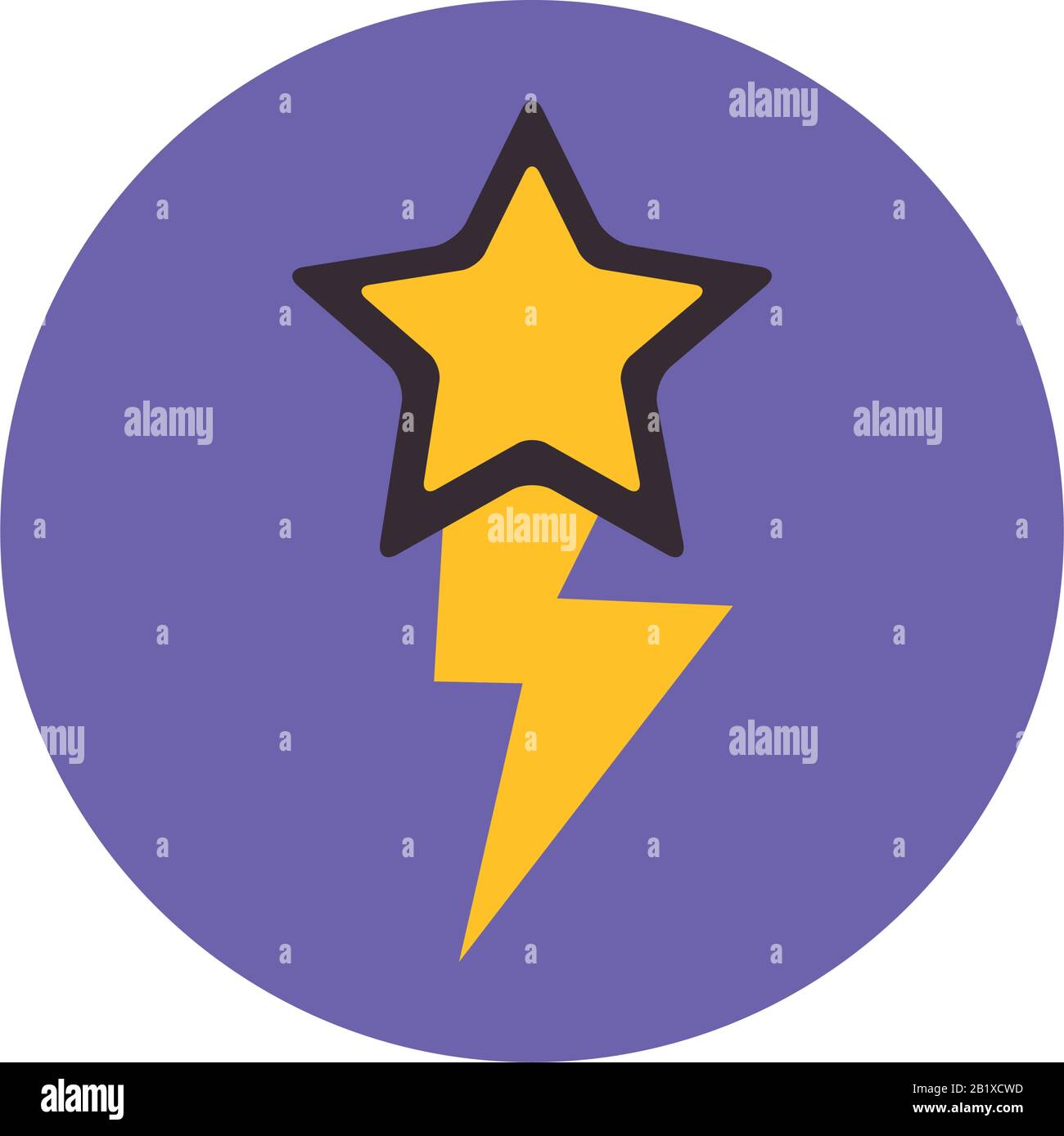 Star with thunder flat block style icon design, Night bedtime sky space ...