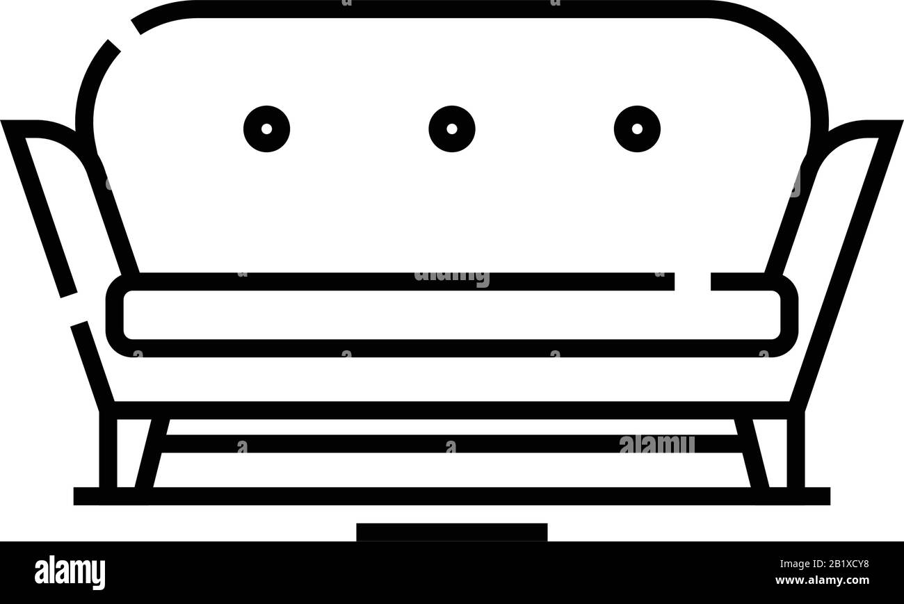 Lounge sofa line icon, concept sign, outline vector illustration ...