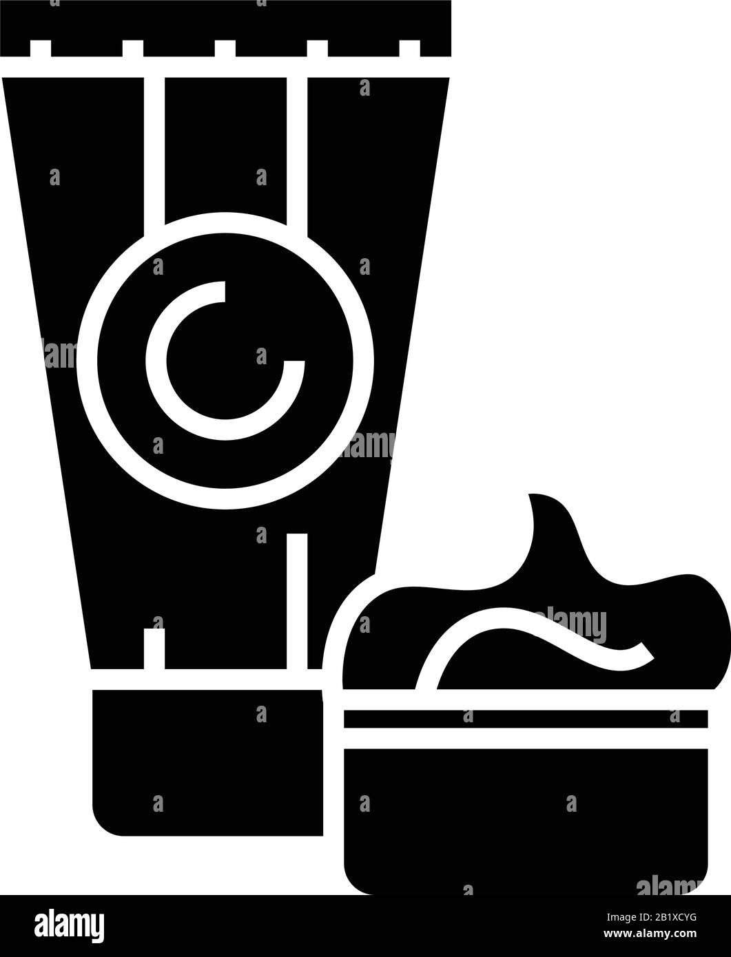 Cosmetic cream black icon, concept illustration, vector flat symbol ...