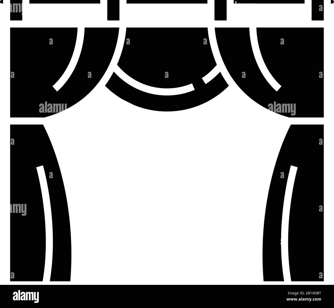 Curtain black icon, concept illustration, vector flat symbol, glyph ...