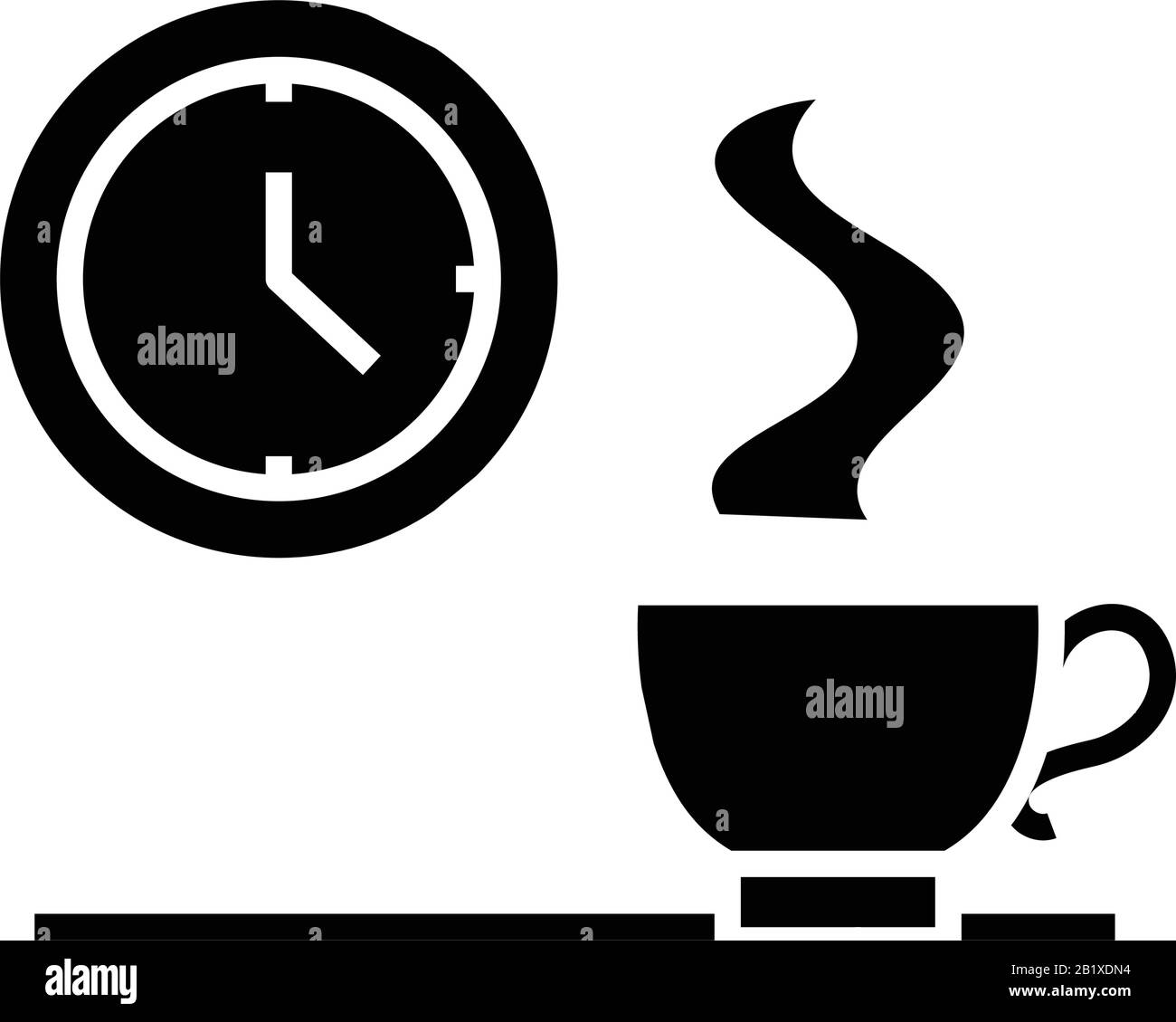 Coffee break black icon, concept illustration, vector flat symbol ...