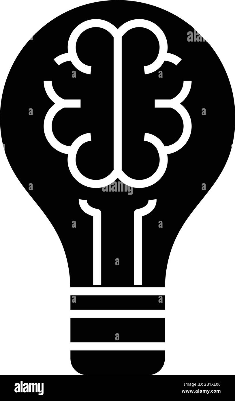 Creative thinking black icon, concept illustration, vector flat symbol ...