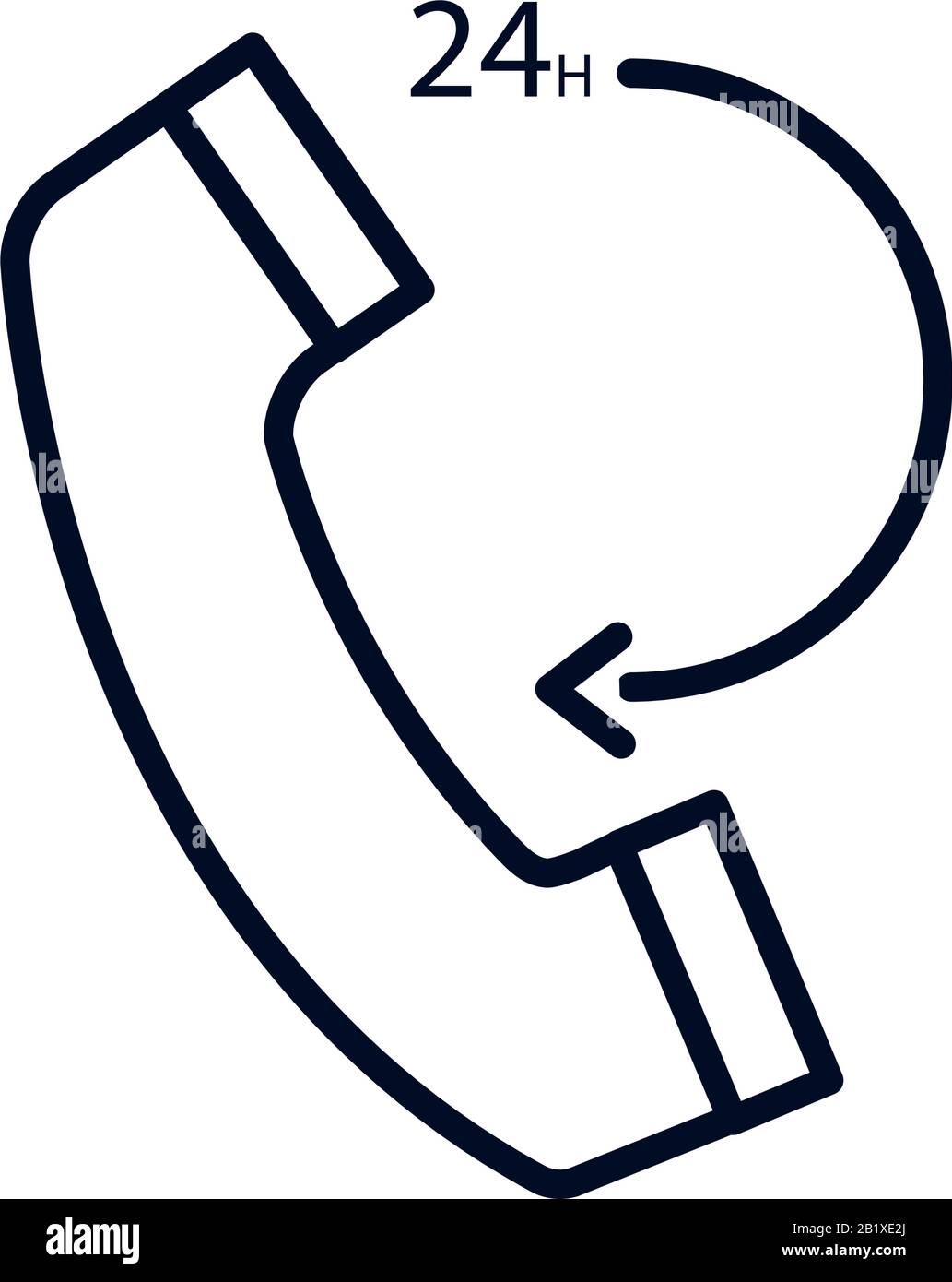 Phone and 24 hours arrow line style icon design, Call telephone ...