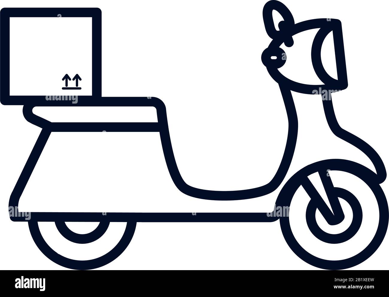 Box over motorcycle line style icon design, Delivery logistics ...