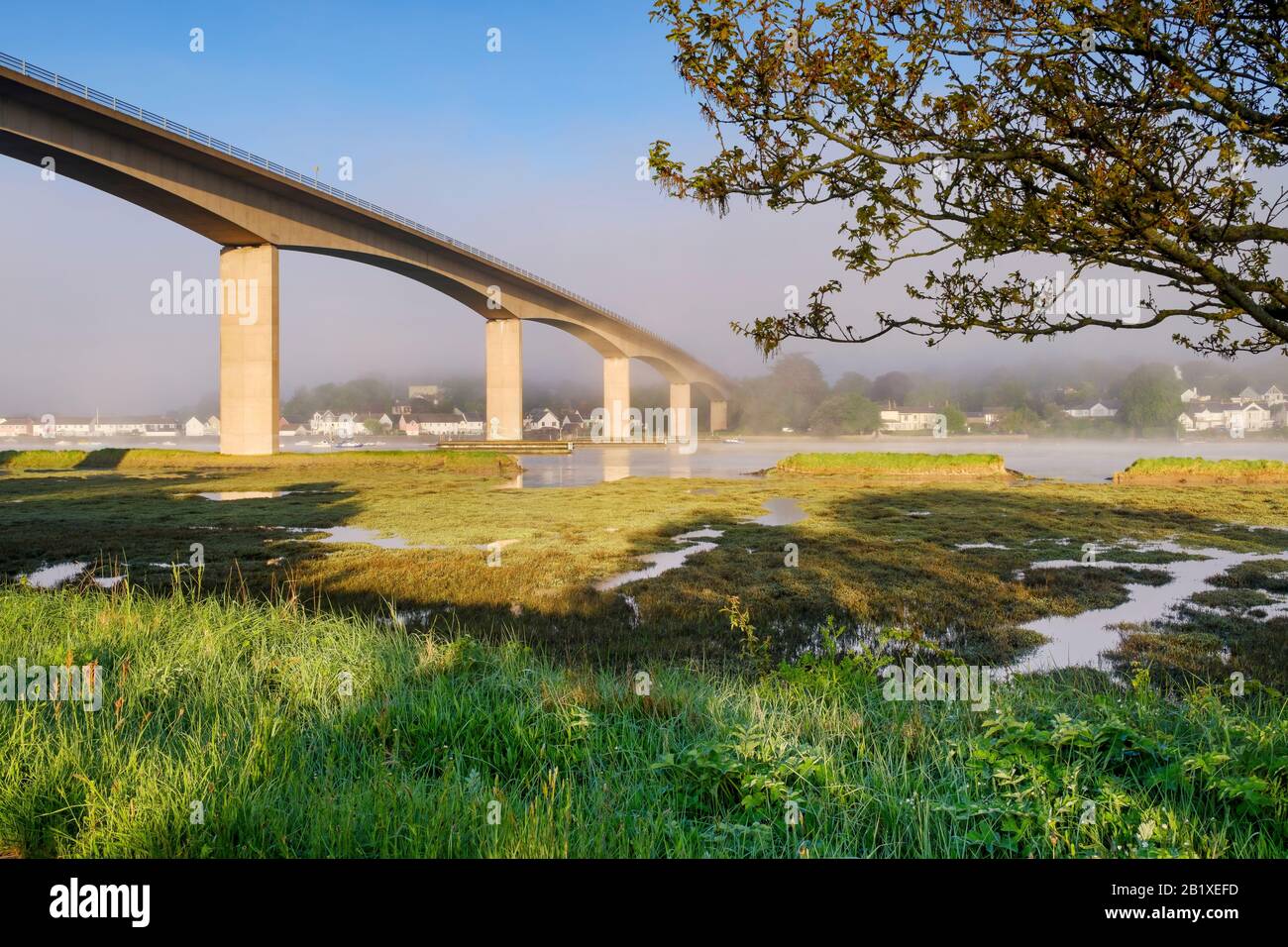 Views of the Torridge bridge from the banks of the river Torridge with ...