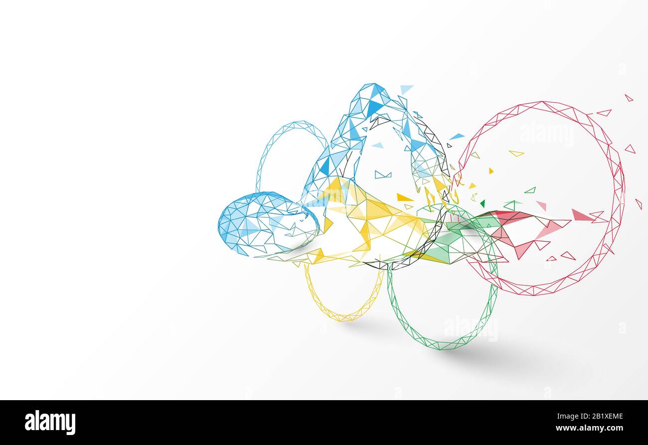 Water swim sport with Olympic rings form lines, triangles and particle style design Stock Vector ...